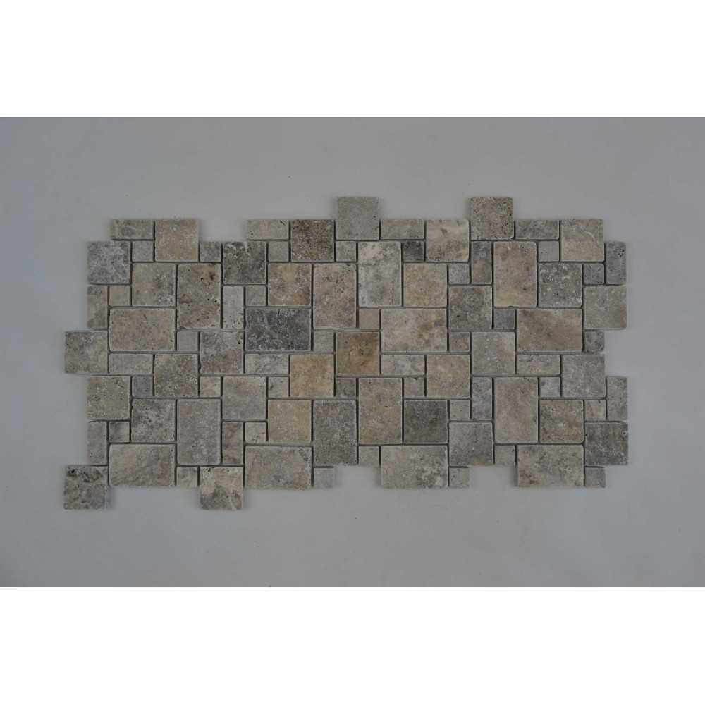 Silver travertin 1x Mozaiek Set | travertin natuursteen | Veinstone B.V.