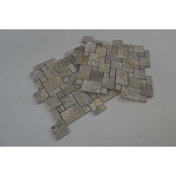 Silver travertin 1x Mozaiek Set | travertin natuursteen | Veinstone B.V.
